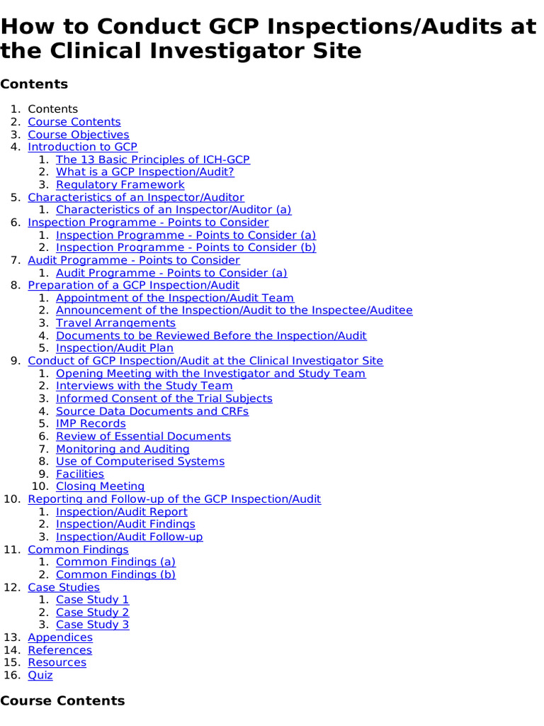 How to Conduct Gcp Inspectionsaudits at the Clinical Investigator Site ...