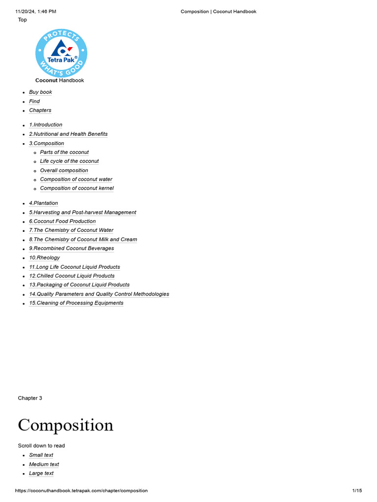 Chapter 3_Composition _ Coconut Handbook | PDF | Carbohydrates | Glucose