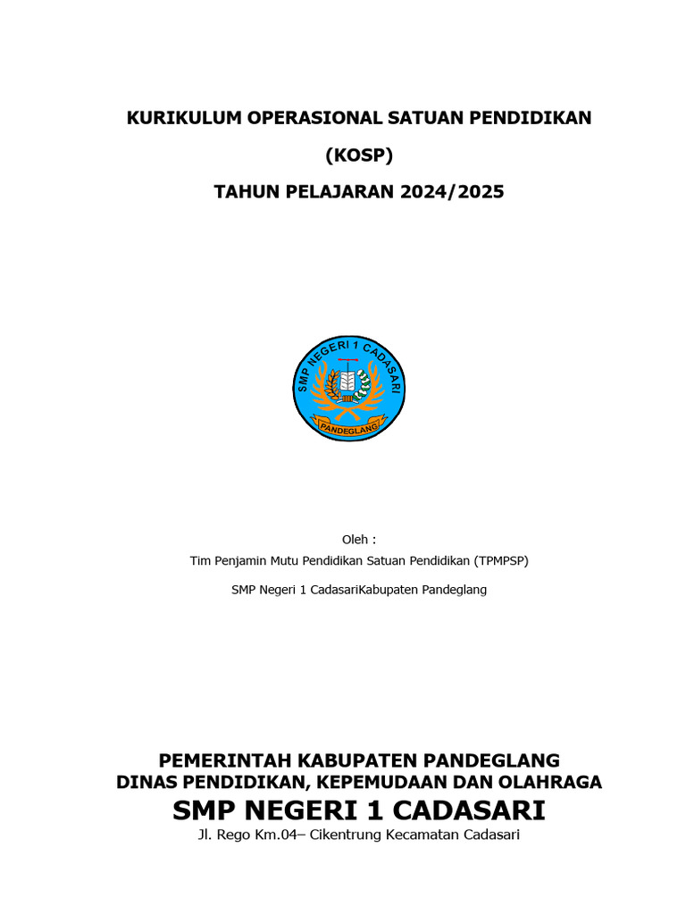 Kosp Smpn 1 Cadasari 2024-2025 | PDF
