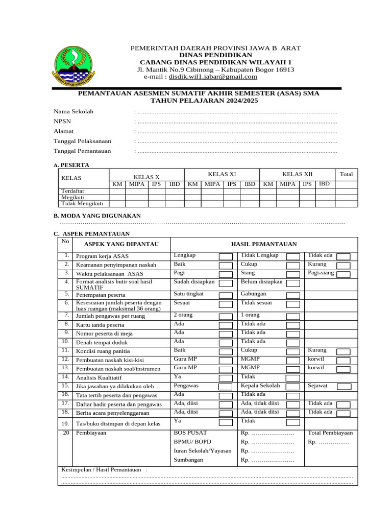 Instrumen Monev ASAS 2024 | PDF
