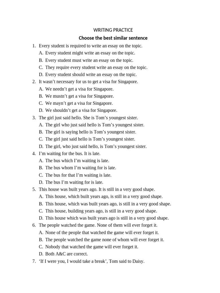 WRITING PRACTICE - 11.3 | PDF