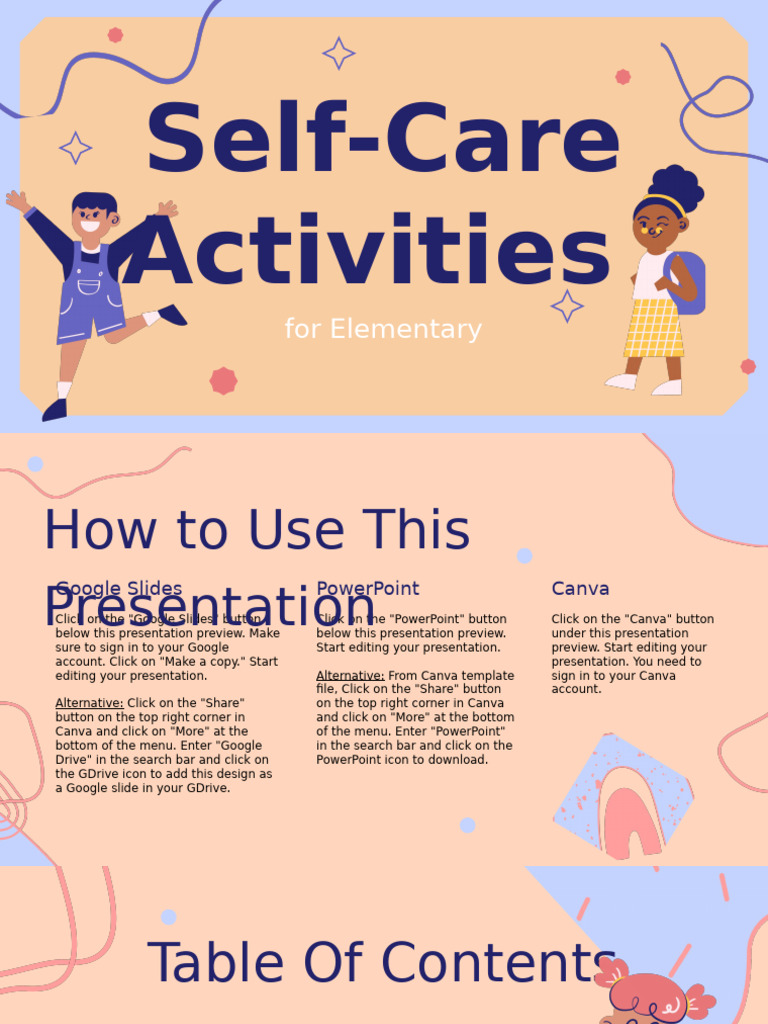 Self-Care Activities for Kids | PDF | Microsoft Power Point | Software