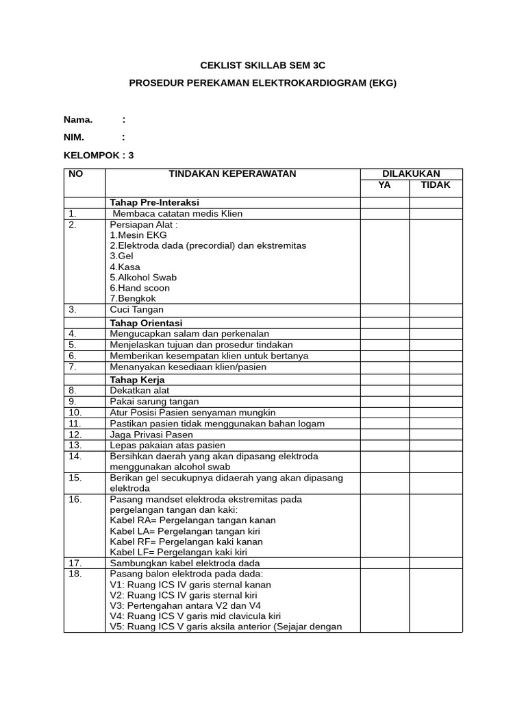 Ceklist Ekg | PDF