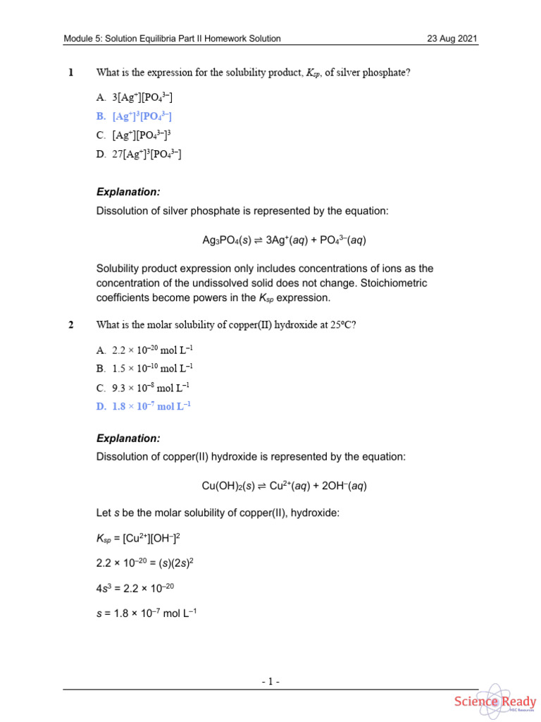 Week 6 Homework ÔÇô Solution Equilibria Part II Solution | PDF ...