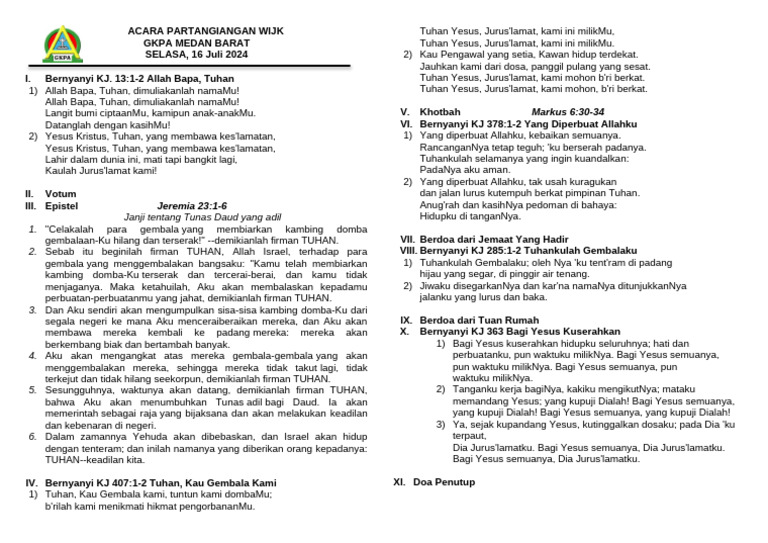 ACARA PARTANGIANGAN WIJK-1 | PDF