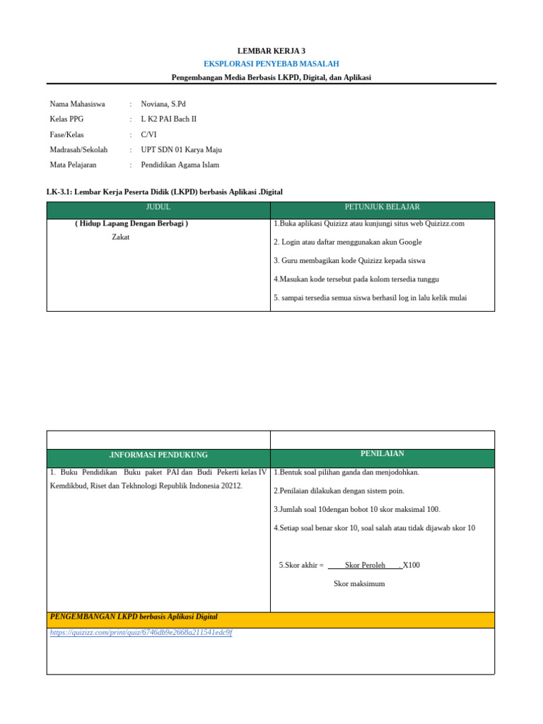 LK 3 - Noviana...2 Pengembangan Media Berbasis LKPD, Digital, dan Aplikasi [K2] | PDF