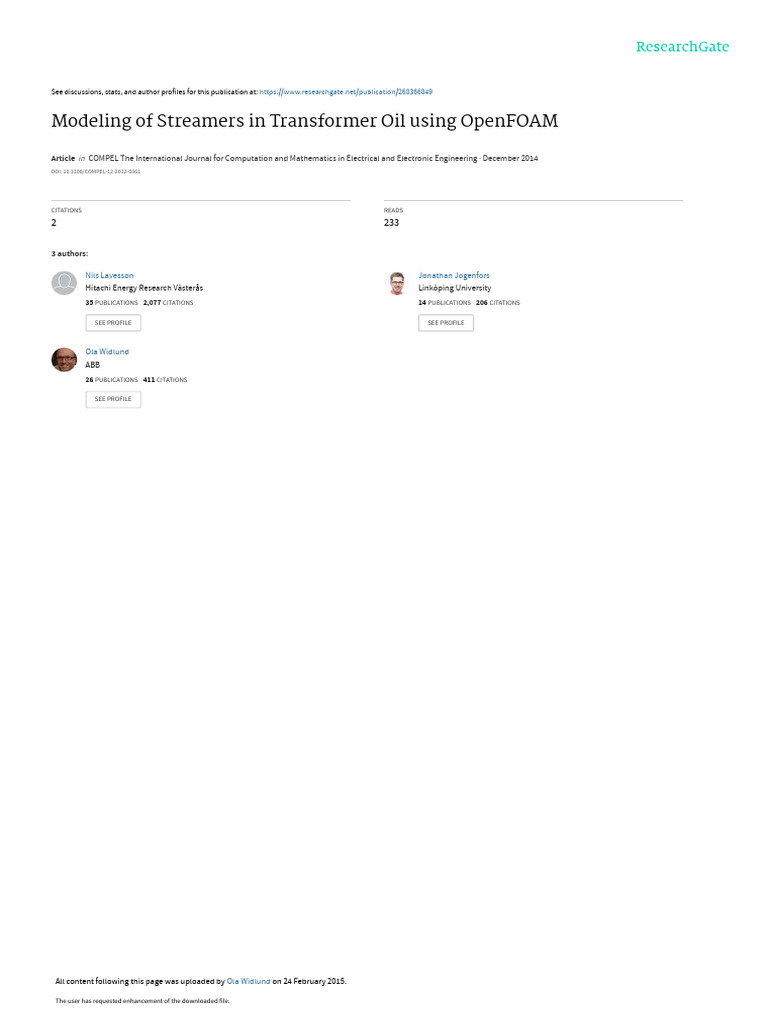Modeling of Streamers in Transformer Oil Using Ope | PDF | Insulator ...