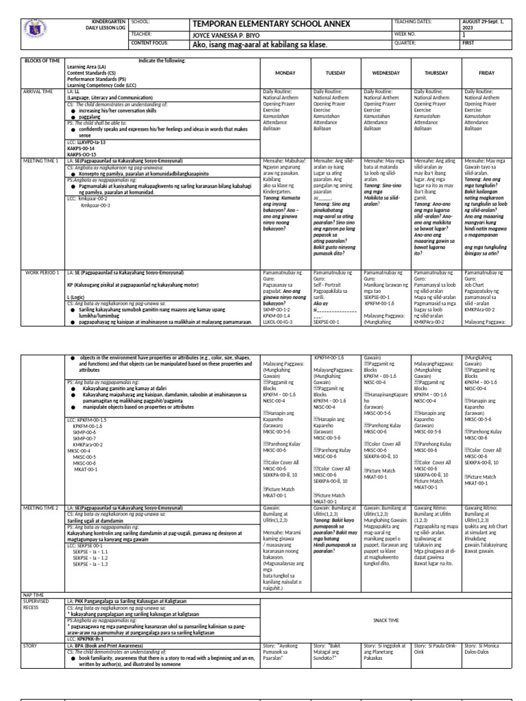 KINDER-DLL Week 1 | PDF