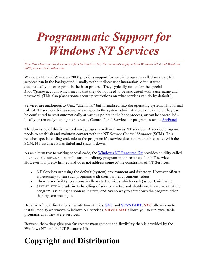 Programmatic Support For Windows NT Services | PDF | Command Line ...