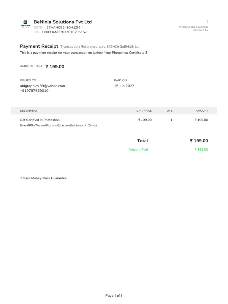 Receipt Pay - M2HDrGa9H18rUu From CareerNinja (Paid) | PDF