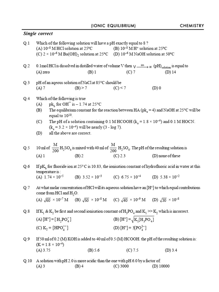 Ionic Eq | PDF | Acid | Titration