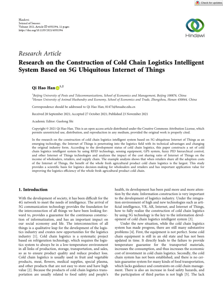 Journal of Sensors - 2021 - Han - Research On The Construction of Cold ...