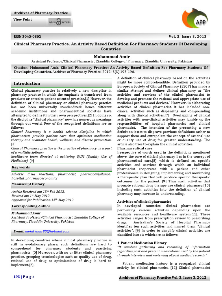 Clinical Pharmacy Practice Defined | PDF | Pharmacy | Pharmacist