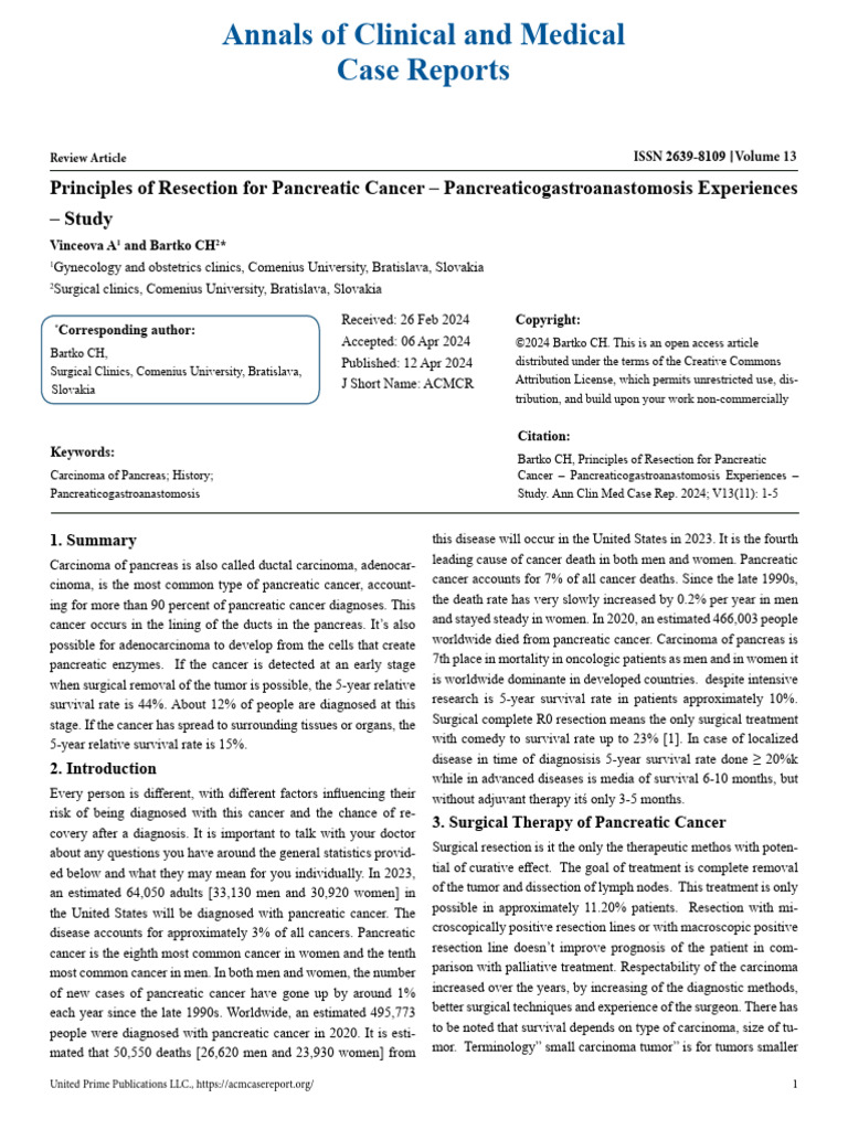 Principles of Resection For Pancreatic Cancer ...