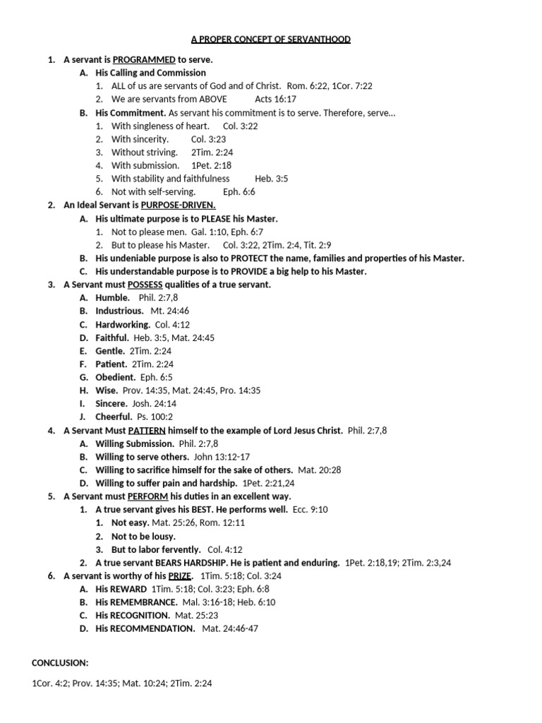 A PROPER CONCEPT OF SERVANTHOOD | PDF | Religious Belief And Doctrine ...