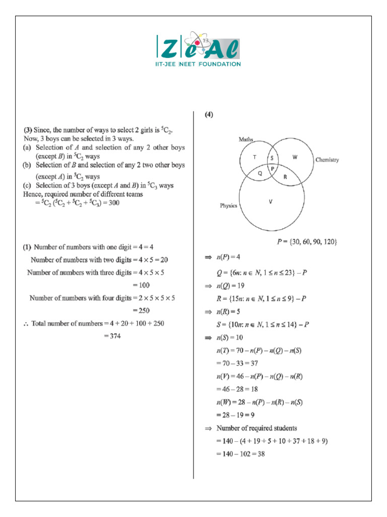 Previous Year Question Bank Permutation - and - Combination Answers and ...