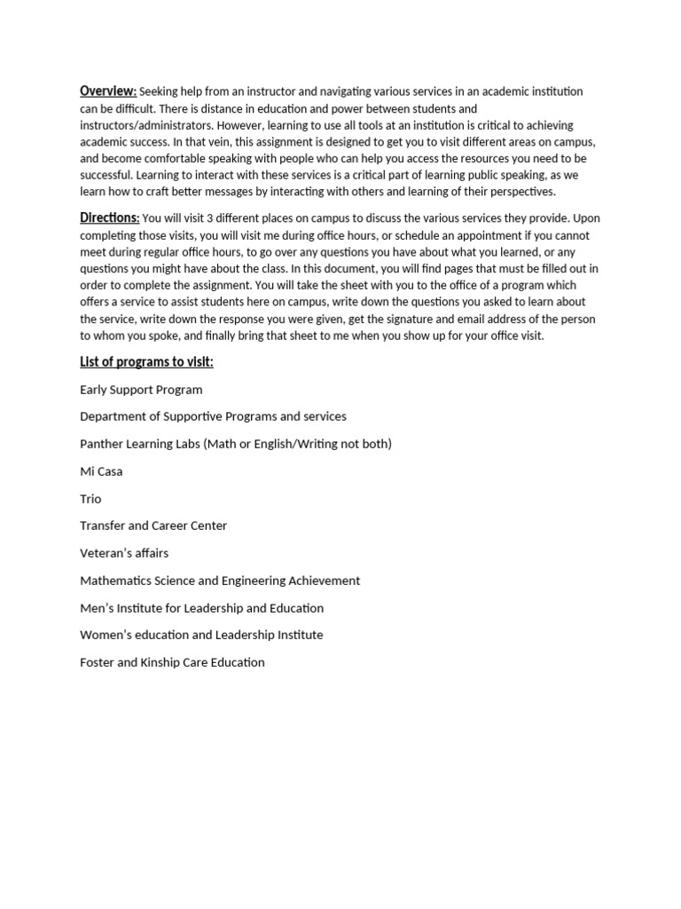 Campus Resource Exploration Assignment | PDF