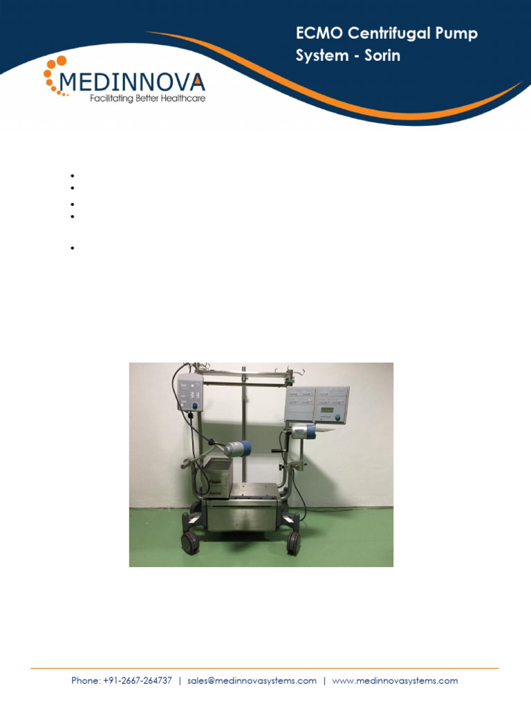 Sorin ECMO Centrifugal Pump System | PDF | Pump | Flow Measurement