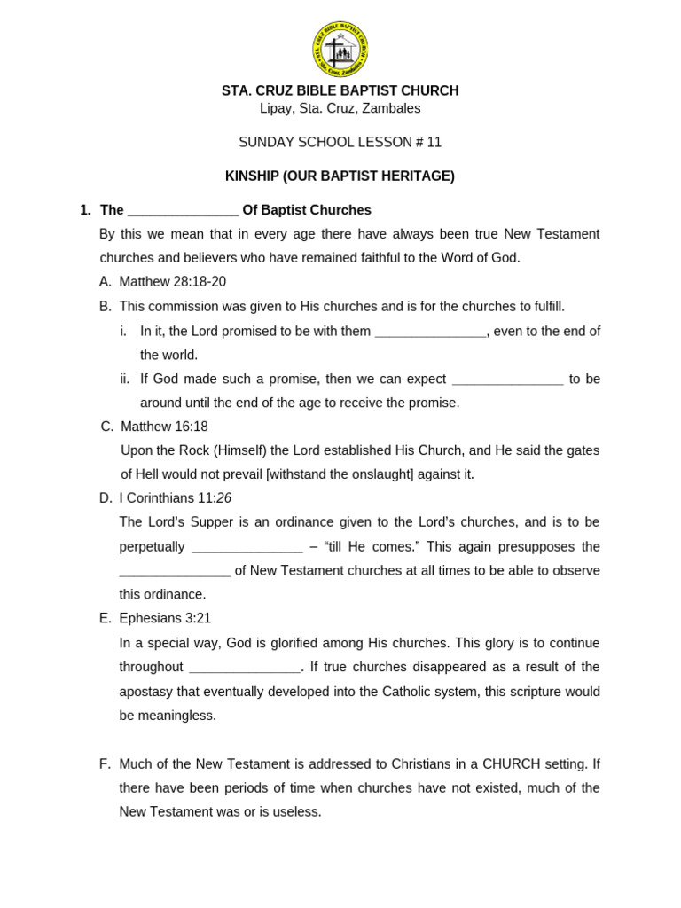 LESSON 11 OUTLINE | PDF | Martin Luther | Baptism