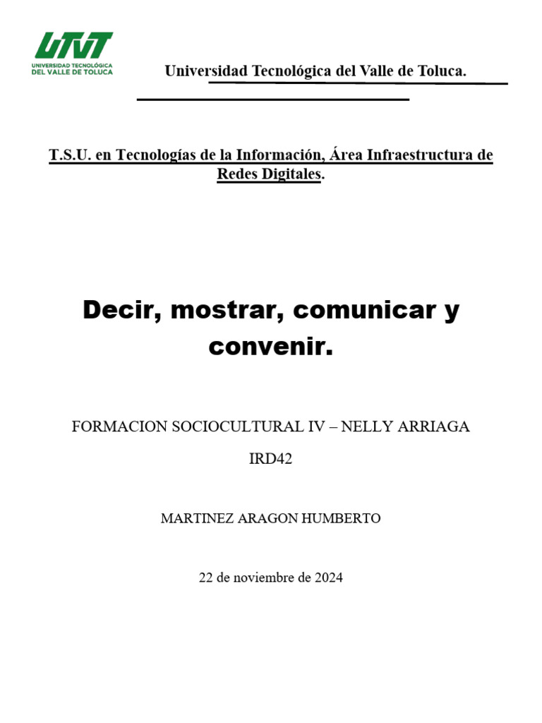 Decir, mostrar, comunicar y convenir. | PDF | Comunicación ...