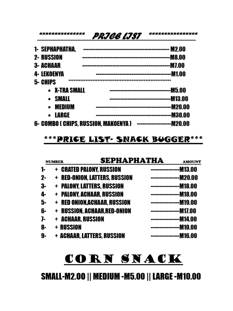 Liyatura Snack Bar | PDF