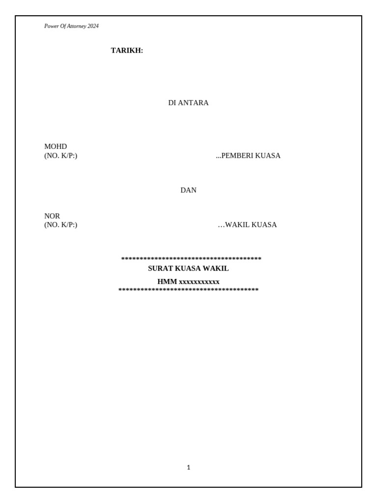SURAT KUASA WAKIL | PDF