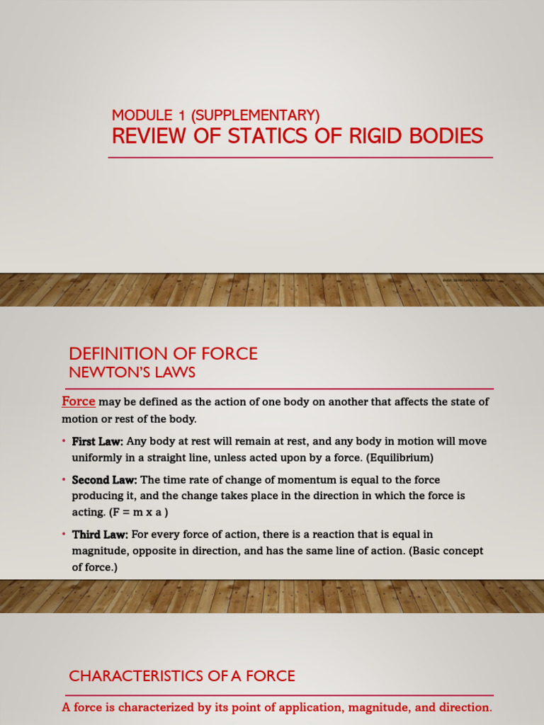 Module 1. Supplementary (Review of Statics of Rigid Bodies) | PDF ...