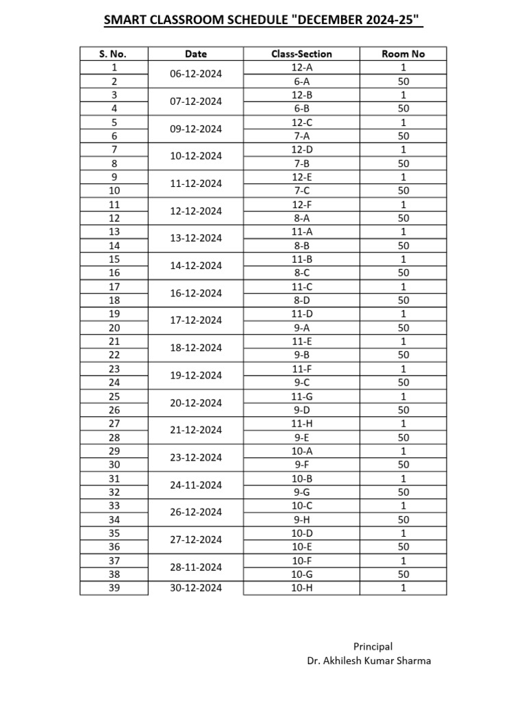 DECEMBER Time Table | PDF