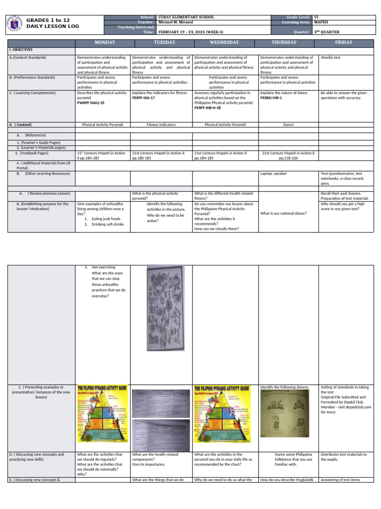 DLL_MAPEH 6_Q3_W4 | PDF | Learning | Cognitive Science