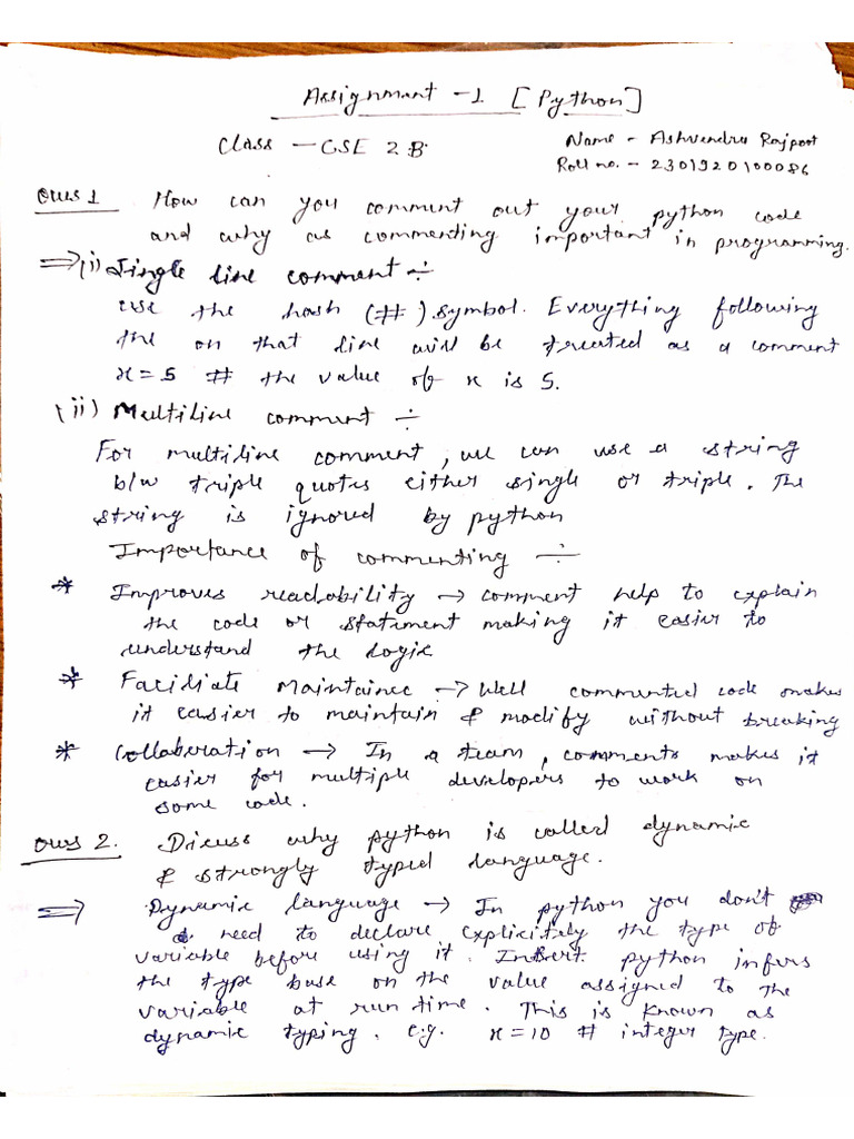 Python Assignment 1 (Ashvendra - 2301920100086) | PDF