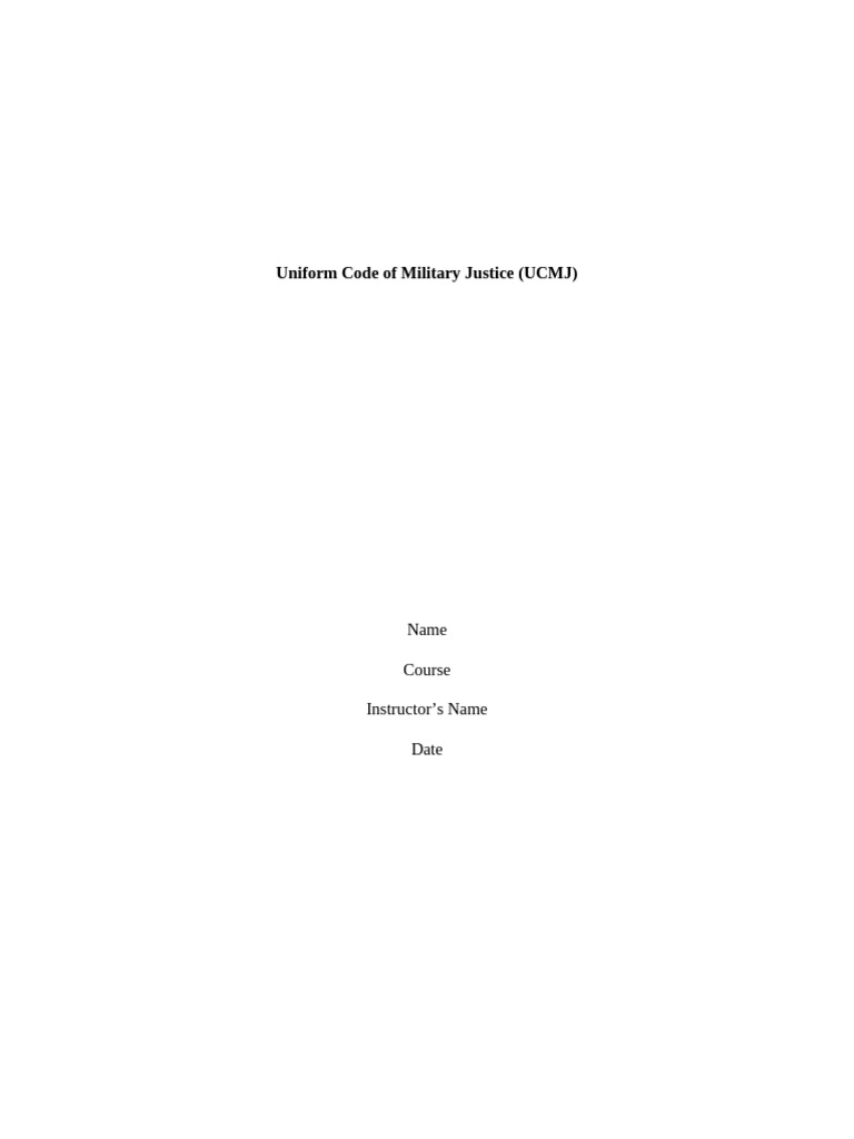 Overview of the UCMJ and Its Importance | PDF | Uniform Code Of ...