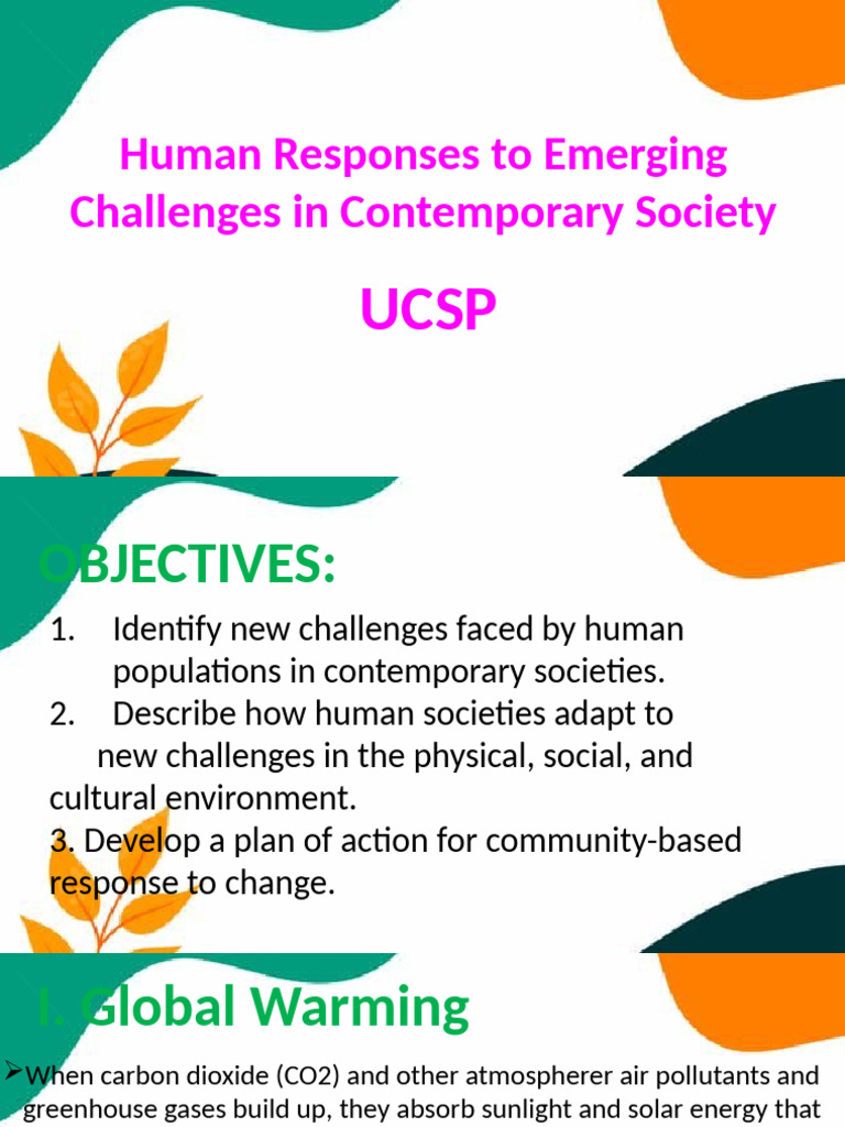 UCSP 12 Q2 L6 Human Responses To Emerging Challenges in Contemporary Societies | PDF