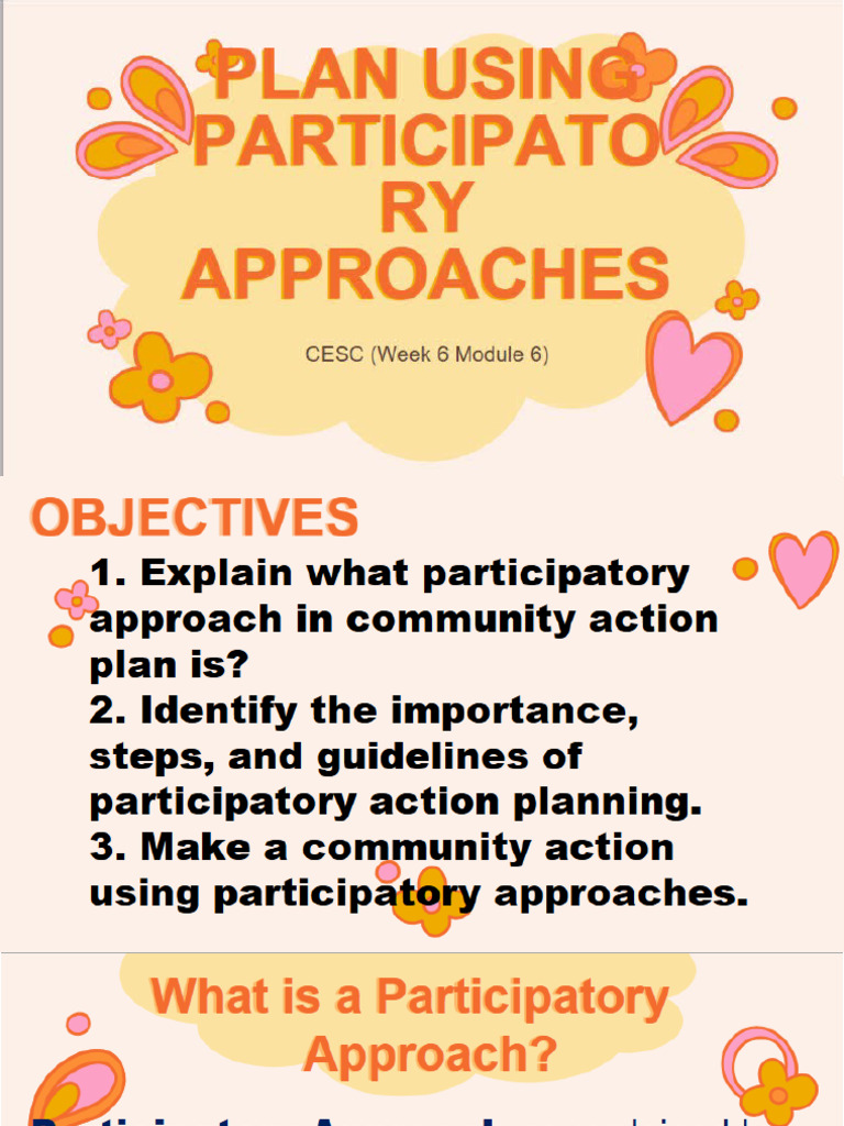 CESC 12 Q2 W6 Plan Using Participatory Approach (1) | PDF | Evaluation