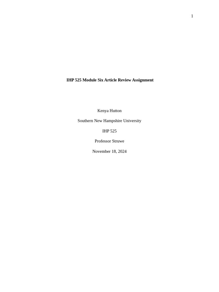 IHP 525 Module Six Article Review Assignment | PDF | Statistics ...