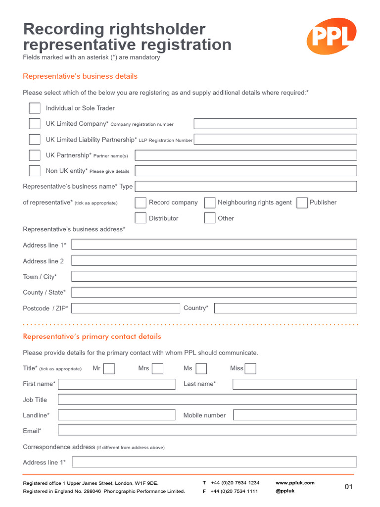 PPL Representative Registration Form | PDF | Limited Liability ...