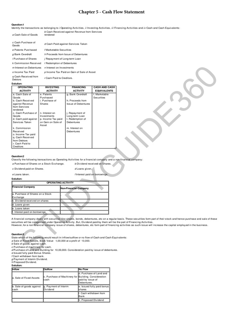 Chapter 5 - Cash Flow Statement | PDF | Dividend | Expense