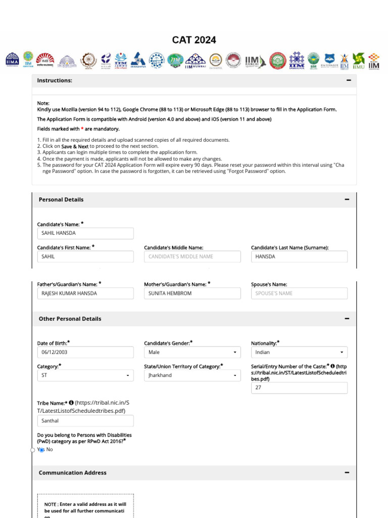 RegForm+Notification+Format For CAT 2024 | PDF