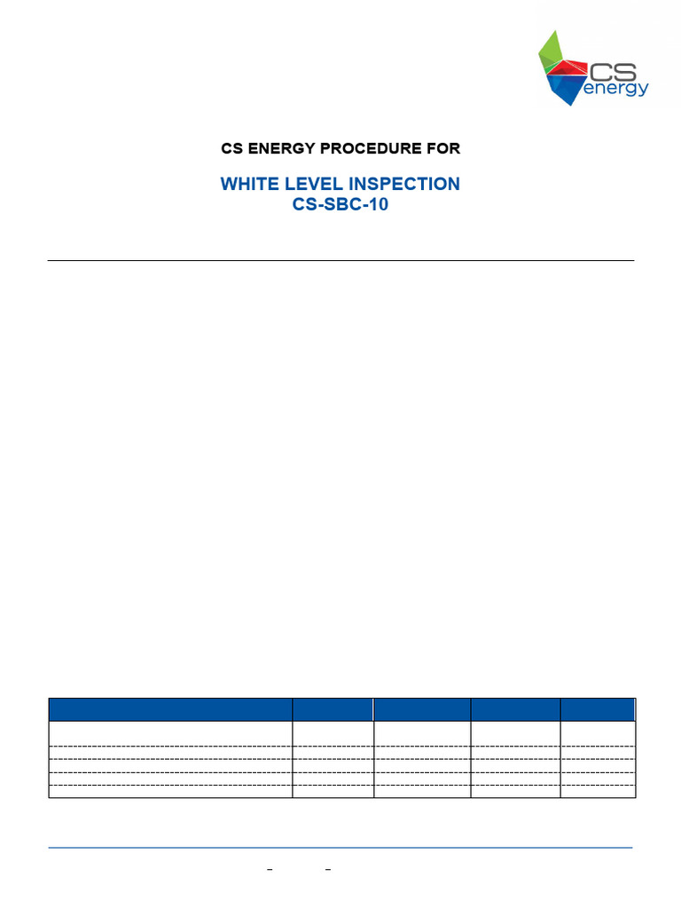 CS-SBC-10 - White Level Inspections (04 14) - CS Energy Registered ...