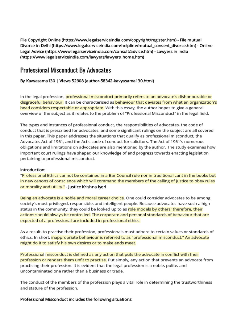 Understanding Advocate Misconduct | PDF | Advocate | Lawyer