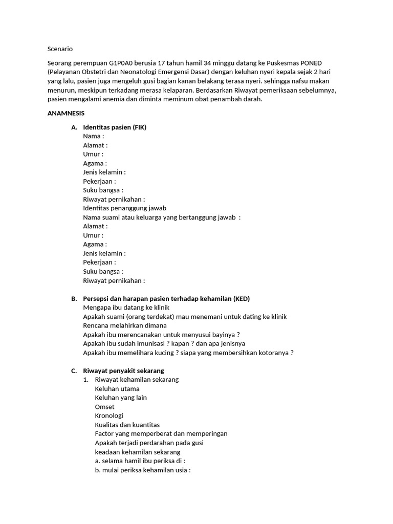 Anamnesis IPE 1 | PDF