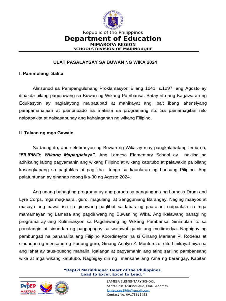 LAMESA Buwan NG Wika Narrative | PDF