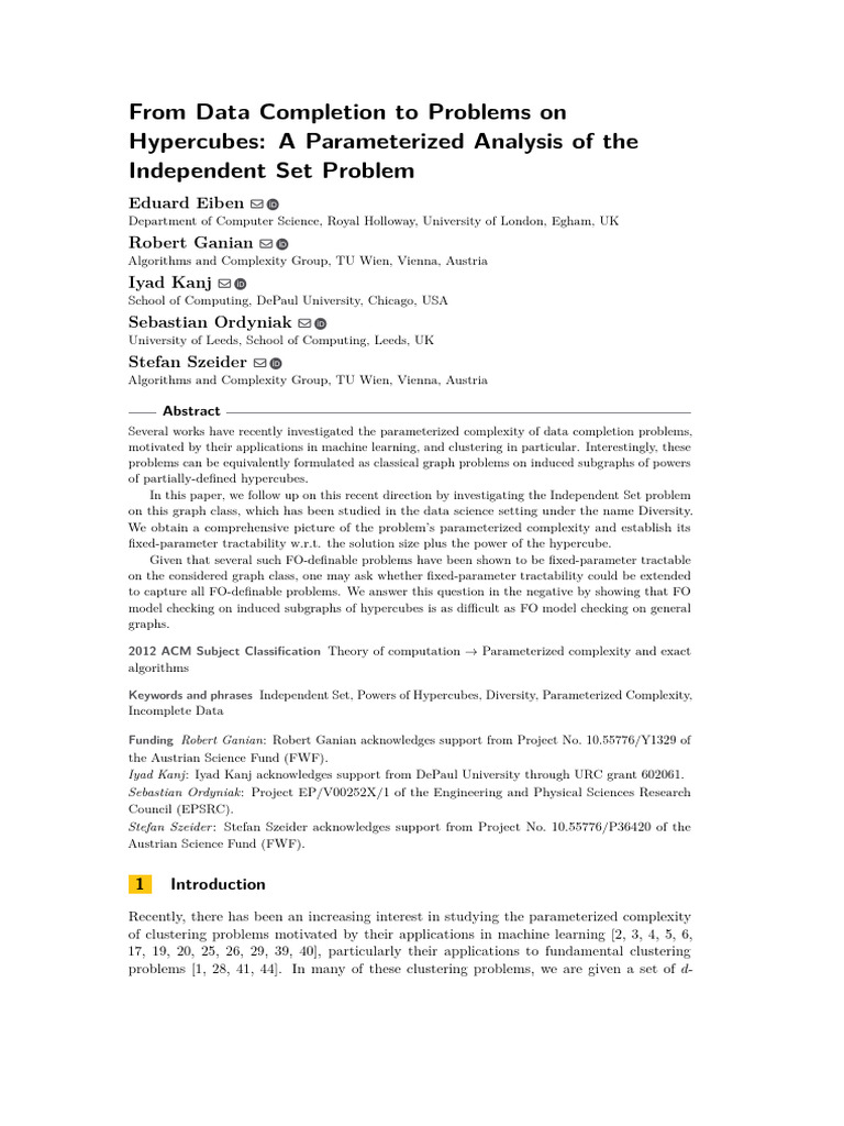From Data Completion To Problems On Hypercubes A P | PDF | Mathematical ...
