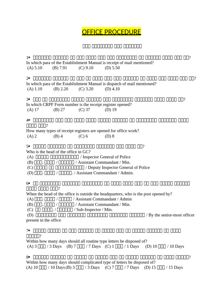 Office Procedure | PDF