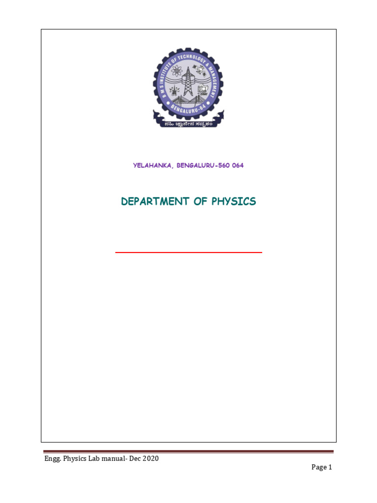 PHYSICS Revised Lab Information for PG NBA | PDF | Physical Quantities | Physics