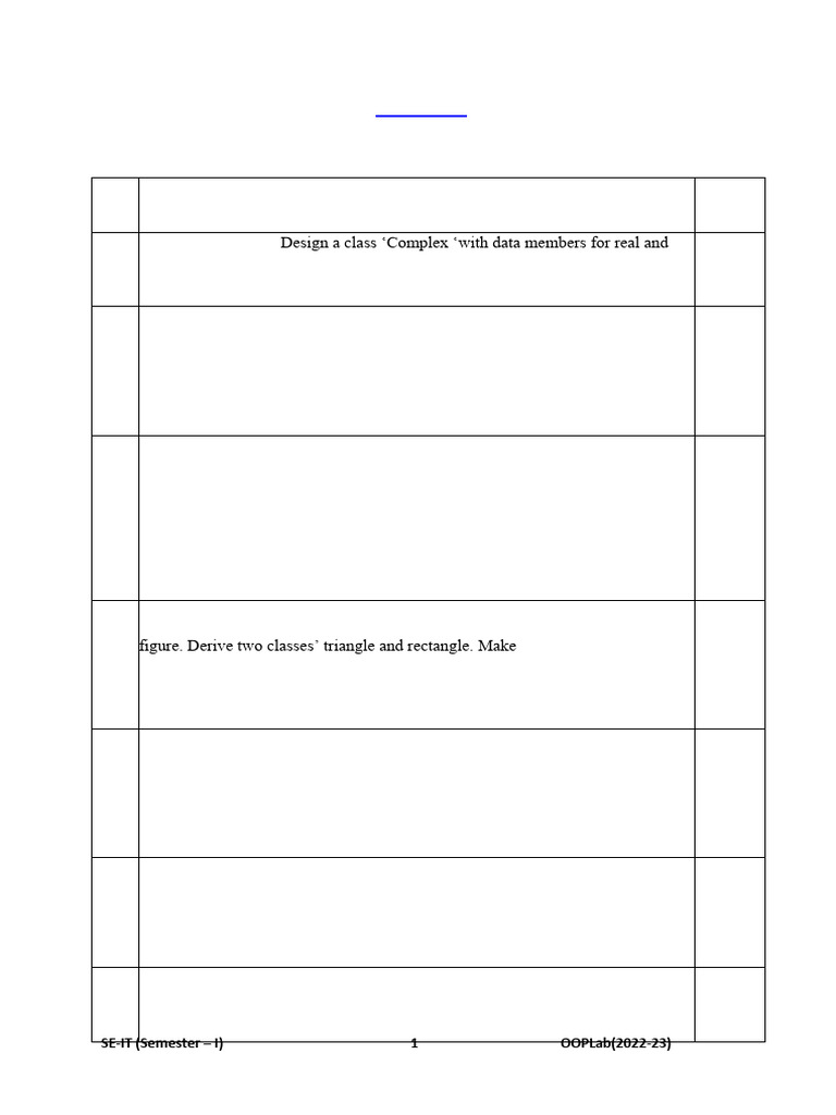 Oop New Lab Manual Pdf Inheritance Object Oriented Programming Constructor Object