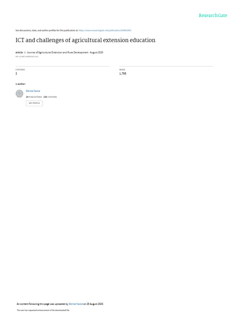 ICT and Challenges of Agricultural Extension Education | PDF ...