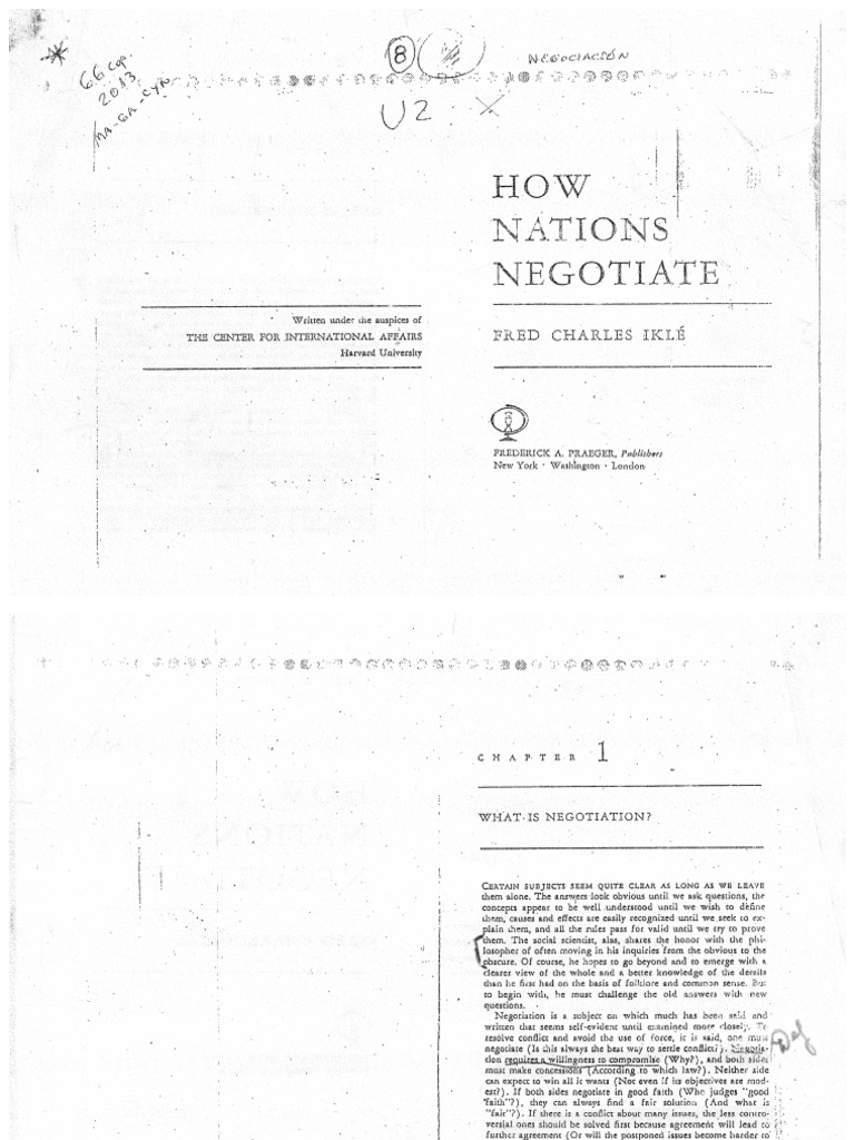 Iklé How Nations Negotiate. Cap. 1 | PDF