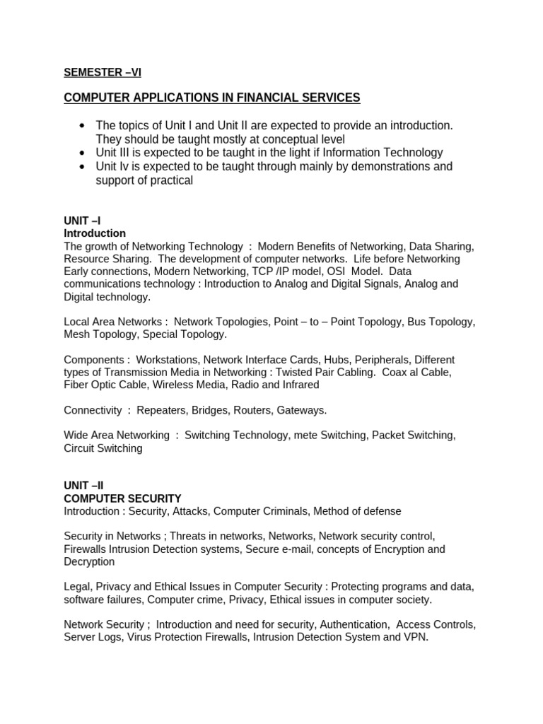 Computer Application in Financial Services | PDF | Computer Network ...