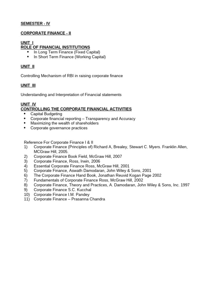 corporate finance - II | PDF