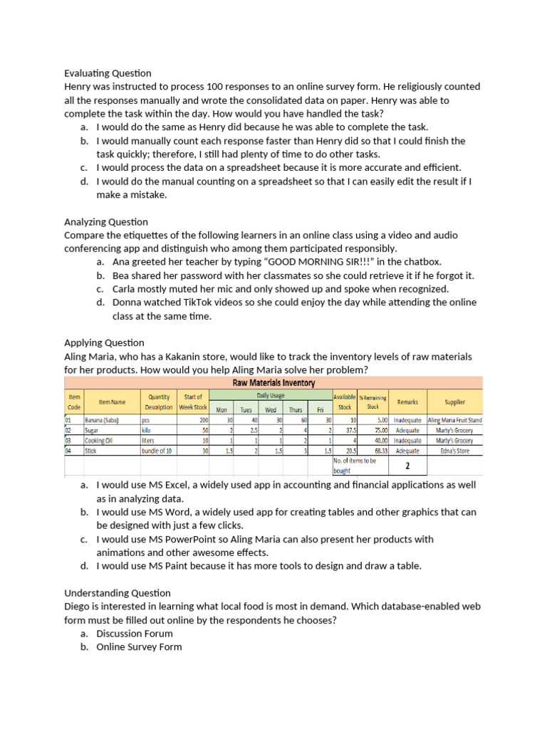 Digital Literacy Quiz | PDF